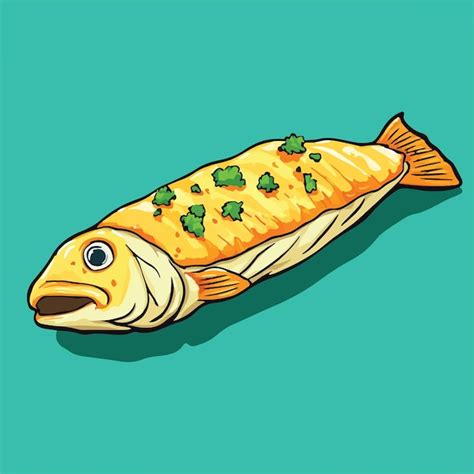 Playful Cartoon Cod With Tartar Sauce Vector Illustration Premium Ai