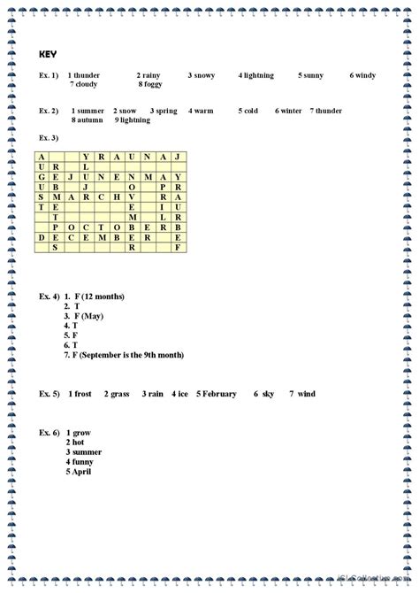 Fun With Weather And Seasons Wor Français Fle Fiches Pedagogiques Pdf