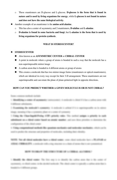 Solution Chemical Biology Enantiomers Isomers Chirality