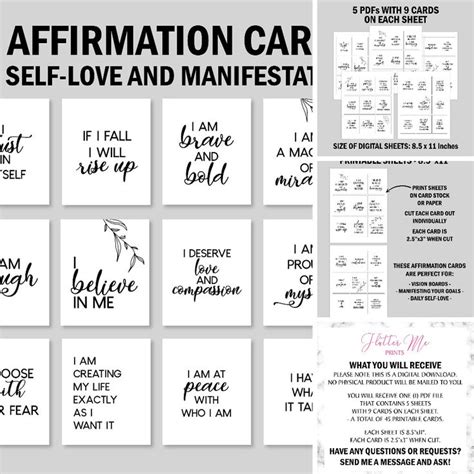 Positive Affirmation Card Deck Vision Board Printables Cards For Law