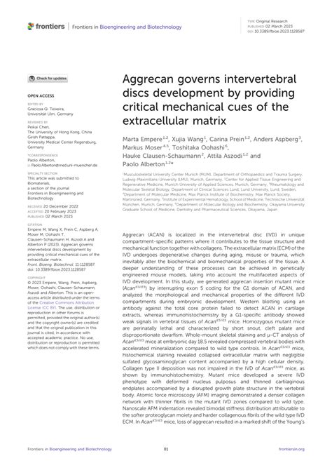 Pdf Aggrecan Governs Intervertebral Discs Development By Providing