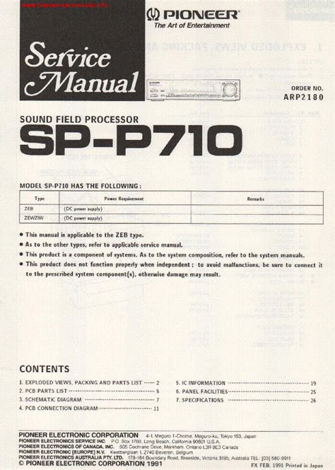 PIONEER SP P710 Service Manual Download Schematics Eeprom Repair Info For Electronics Experts