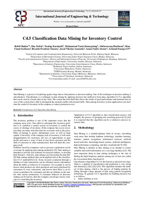 pdf c4 5 classification data mining for inventory control