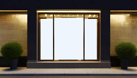 Premium Ai Image Empty Store Window At Night Blank Posters In