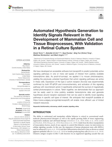 Pdf Automated Hypothesis Generation To Identify Signals Relevant In The Development Of