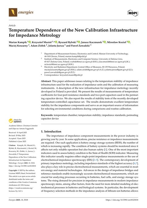 Pdf Temperature Dependence Of The New Calibration Infrastructure For Impedance Metrology