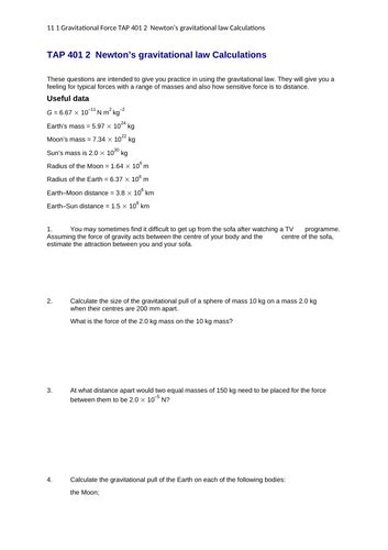 A Level Physics Edexcel 12 Gravitational Fields Teaching Resources