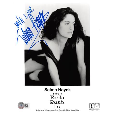 Salma Hayek Signed Fools Rush In 8x10 Photo Inscribed With Love