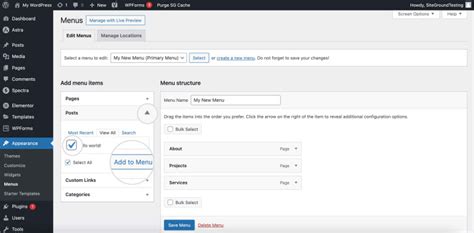 How To Create A Wordpress Dropdown Menu 5 Methods Siteground Kb