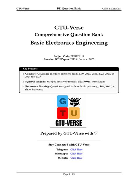 B Electronics Qbank Gtu Verse Pdf Field Effect Transistor