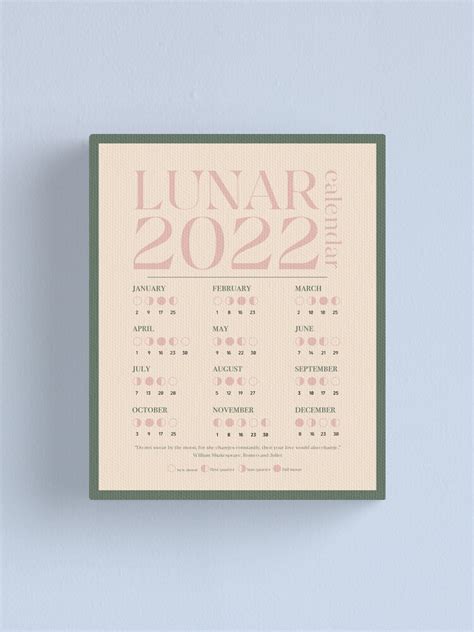 Lienzo Calendario Lunar 2022 Calendario Lunar Fases Lunares Fases