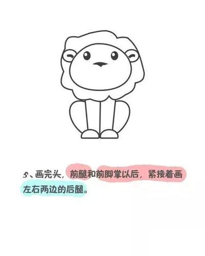 狮子简笔画带色彩 简笔画图片大全 普车都