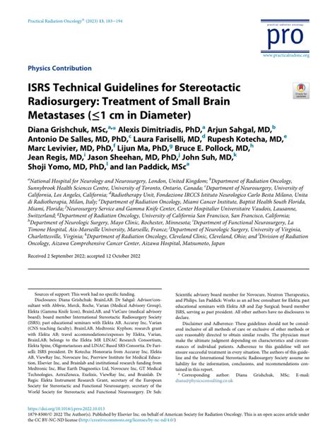 1 Isrs Technical Guidelines For Stereotactic Pdf Medical Imaging Systematic Review