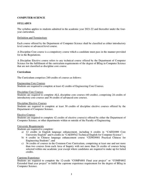 Syllabus Cs 21 22 4y Pdf Computer Programming Computing