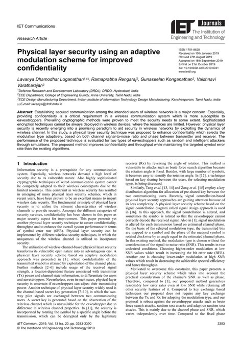 Novel Physical Layer Security Using Adaptive Modulation Scheme For