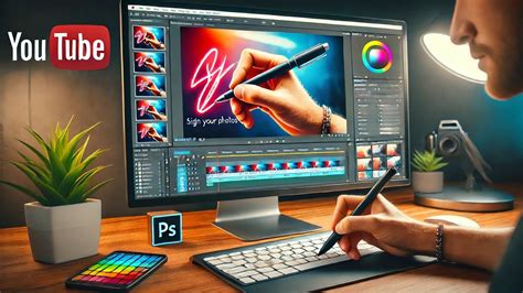 آموزش ساخت امضا برای عکس در فتوشاپ Youtube