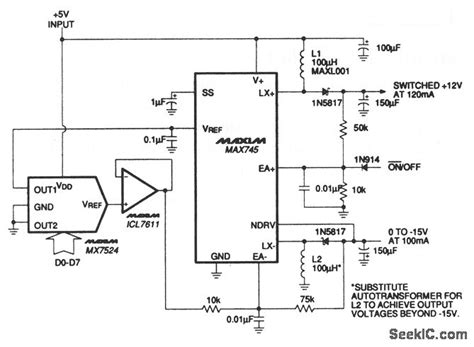 Flash EPROM Programmer Plus Adjustable LCD Supply Basic Circuit