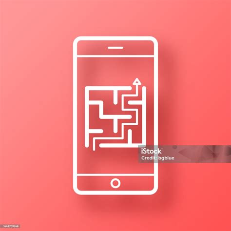 迷路付きのスマートフォン赤い背景に影付きのアイコン 3dのベクターアート素材や画像を多数ご用意 3d アイコン イラストレーション