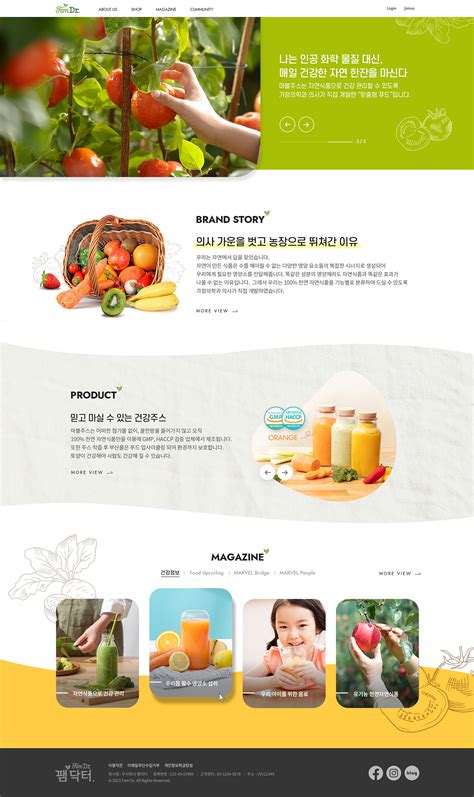 맞춤형 푸드 마블주스 팸닥터 홈페이지 제작