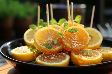 Premium Photo Lemon Sweets In Lemon Syrup Generative Ai