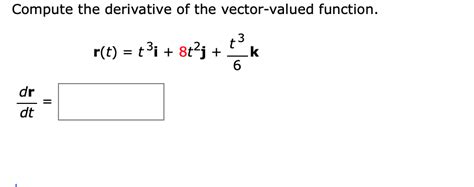 Solved Compute The Derivative Of The Vector Valued Function