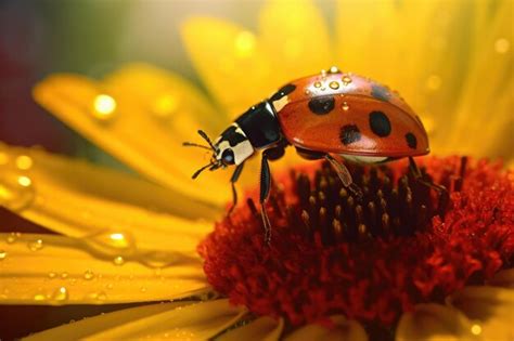 Premium Ai Image A Ladybug On A Flower Generative Ai