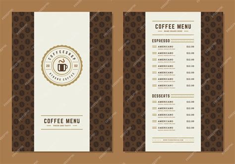 Premium Vector Coffee Menu Design Brochure Template Vector Illustration