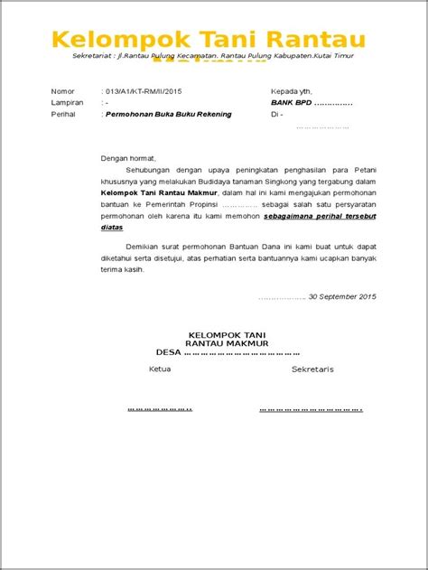 Contoh Surat Pernyataan Buka Rekening Surat Lamaran Kerja Desain
