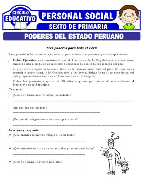 Poderes Del Estado Peruano Para Sexto De Primaria Pdf