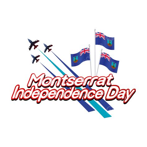 Día De La Independencia De Letras De Montserrat Con Avión Vector Png