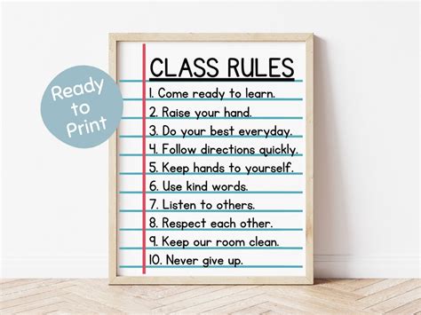 Class Rules Digital Download Classroom Rules Print Homeschool Rules