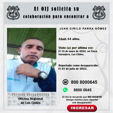 Desaparecido Oij Los Chiles Juan Cirilo Parra Gómez