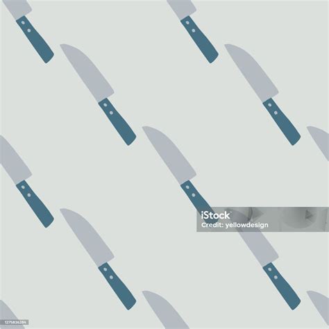 手繪廚房無縫圖案與刀形藍色柔和的色調調色板圖稿廚房簡單的背景向量圖形及更多個人飾物圖片 個人飾物 傾斜的 刀 Istock