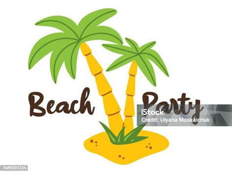 Stock Ilustrace Vektorová Letní Ilustrace S Palmou A Textem Beach Party