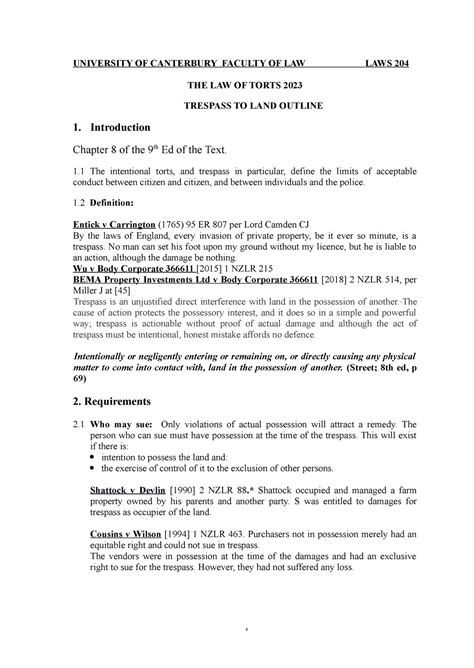 Tpho2023 Tress Pass Synopsis And Practice University Of Canterbury