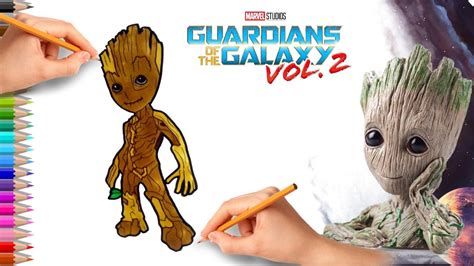 How To Draw Groot From Guardians Of The Galaxy Vol 2 Youtube