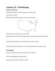 Understanding Climatology Winter of 2013 14 and Köppen Climates