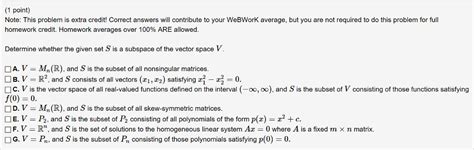 solved determine whether the given set s is a subspace of