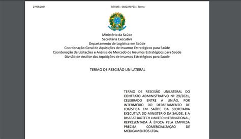 Ministério Da Saúde Rescinde Contrato De Compra Da Covaxin Veja