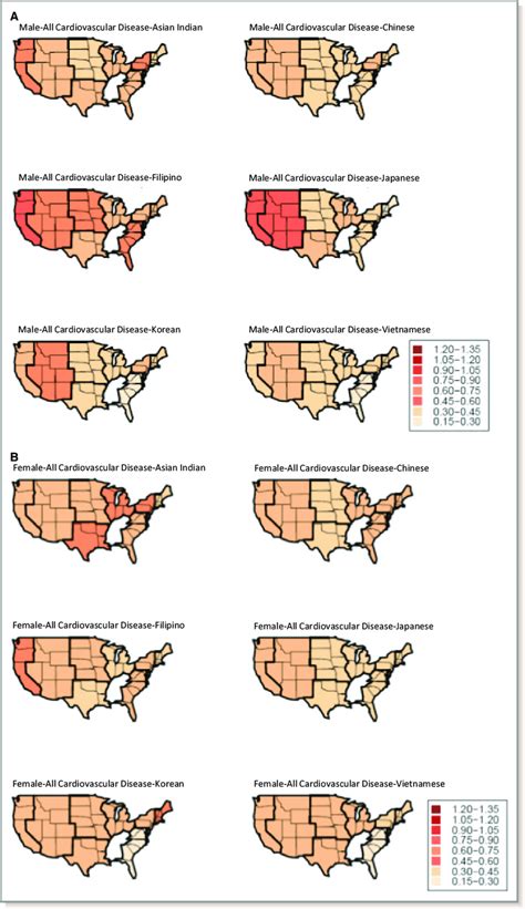 A Age Adjusted Cvd Mortality Rate Ratiosamrr For Asian Subgroups