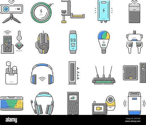 Electronics Digital Technology Icons Set Vector Stock Vector Image