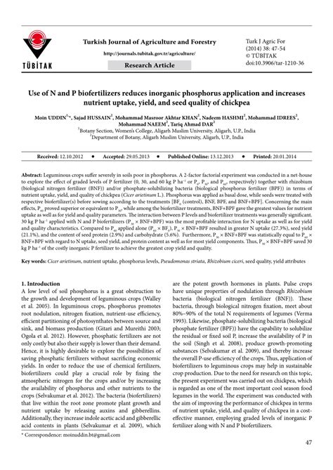(PDF) Use of N and P biofertilizers reduces inorganic phosphorus application and increases ...