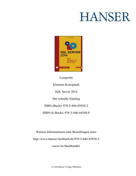 SQL Server 2014 Der Schnelle Einstieg