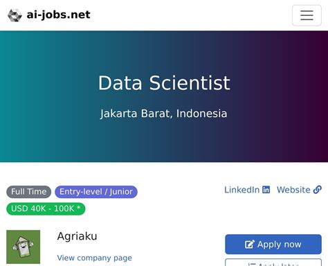[hiring] data scientist in jakarta barat indonesia r ai ml jobs