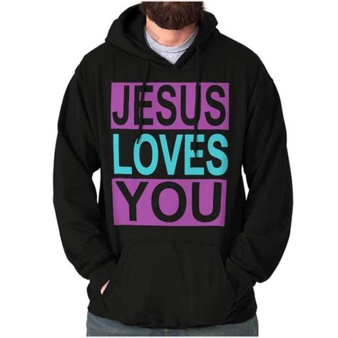 Christian Faith Religious Jesus Loves You Hoodie Hooded Sweatshirt Men