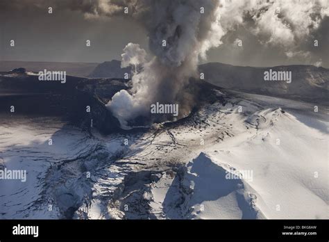 Aerial Of Ash Cloud From Eyjafjallajokull Volcano Eruption Iceland