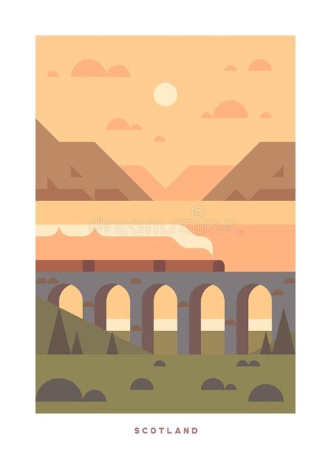 Scotland Travel Poster Train Stock Illustrations 12 Scotland Travel