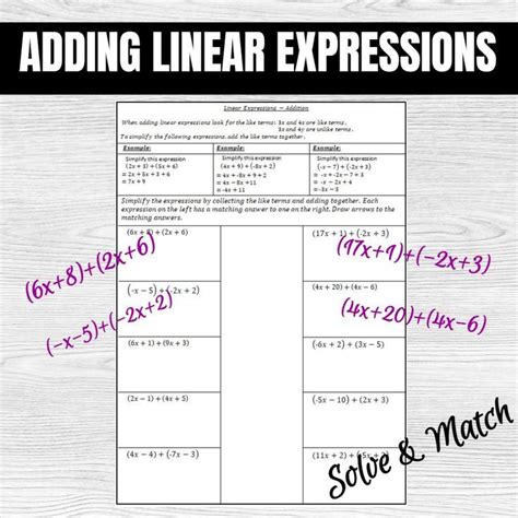 Adding Linear Expressions Worksheet Printable Calendars At A Glance