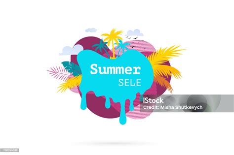 여름 세일 야자수 잎과 여름 판매 배너입니다 열 대 배경입니다 벡터 일러스트 레이 션으로 Spesial 할인 제공 벡터 일러스트 개성 개념에 대한 스톡 벡터 아트 및 기타