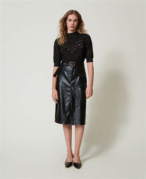 Юбка миди с имитацией натуральной кожи 242tt2310 Twinset — купить в интернет магазине бренда